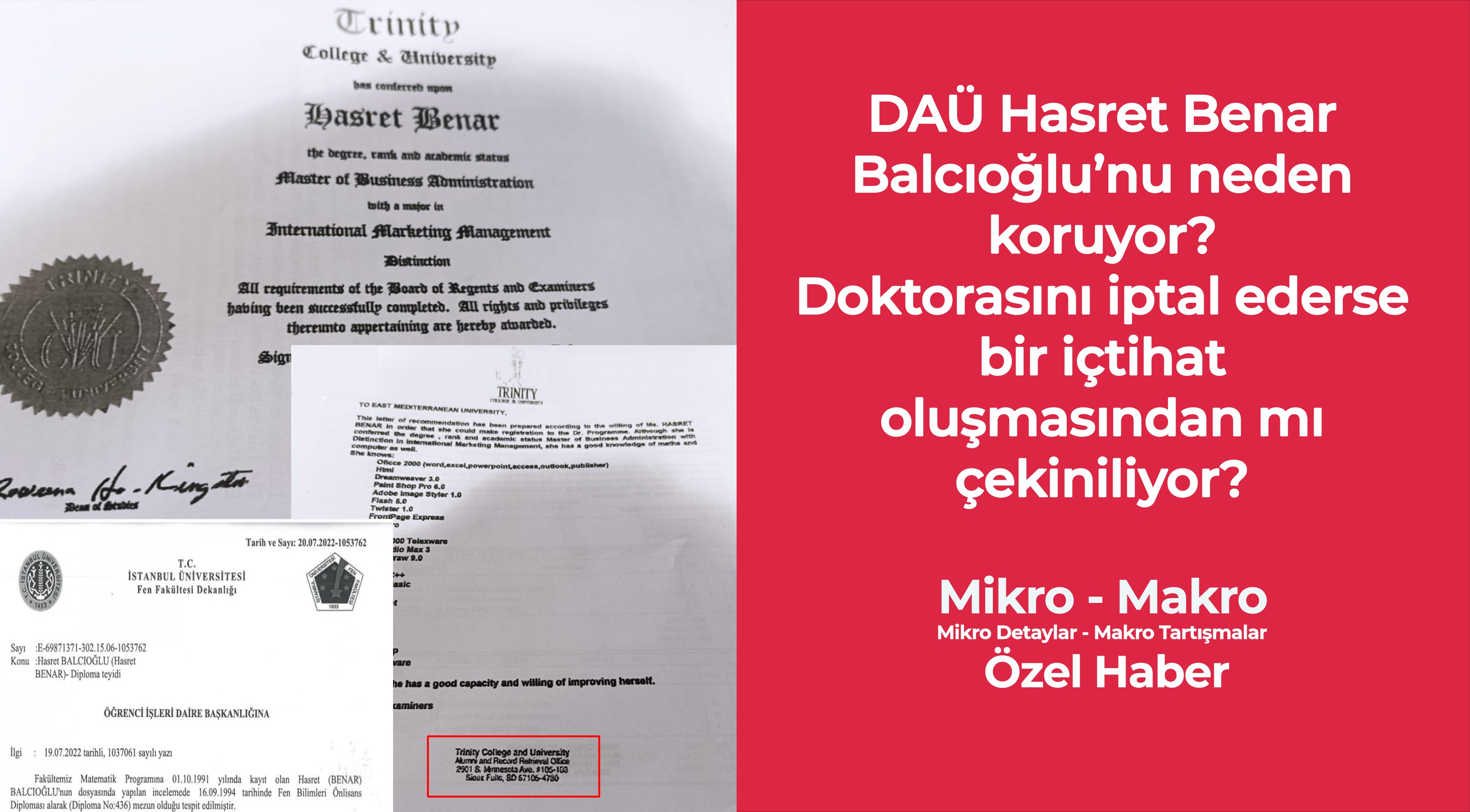 DAÜ Hasret Benar Balcıoğlu’nu neden koruyor? - Mikro-Makro / Mikro ...